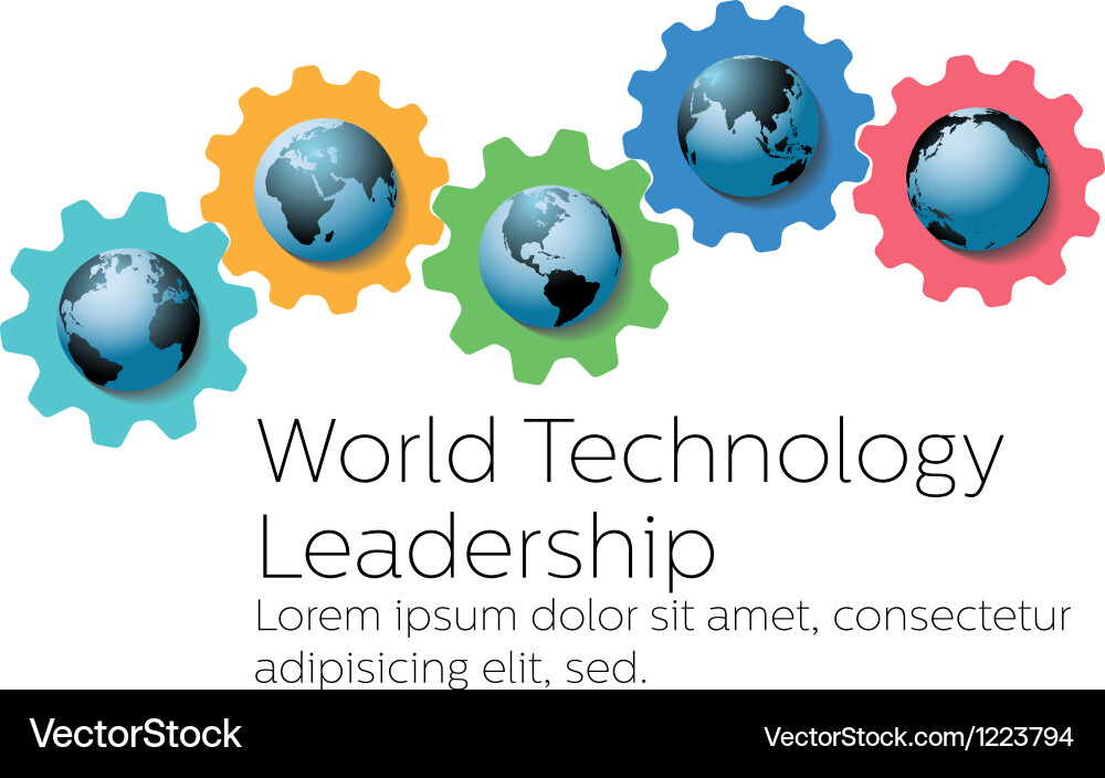World technology global leader gears Royalty Free Vector