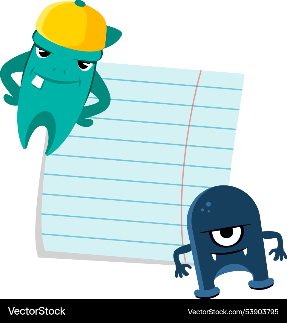 Cartoon monster note template funny kid page Vector Image