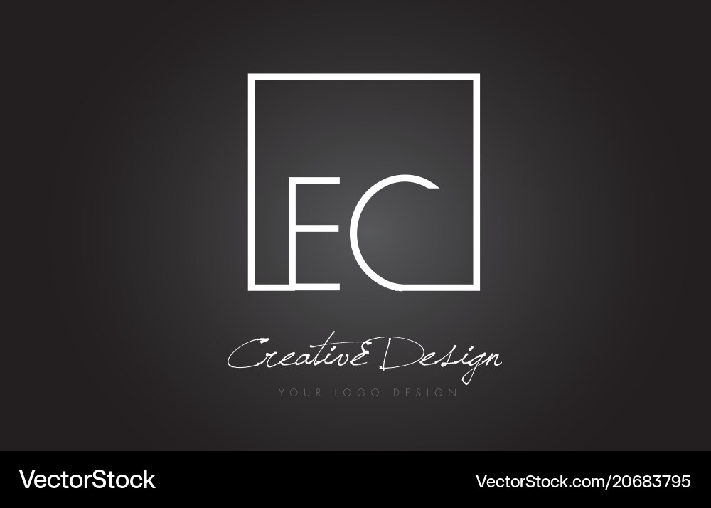 Ec square frame letter logo design with black Vector Image