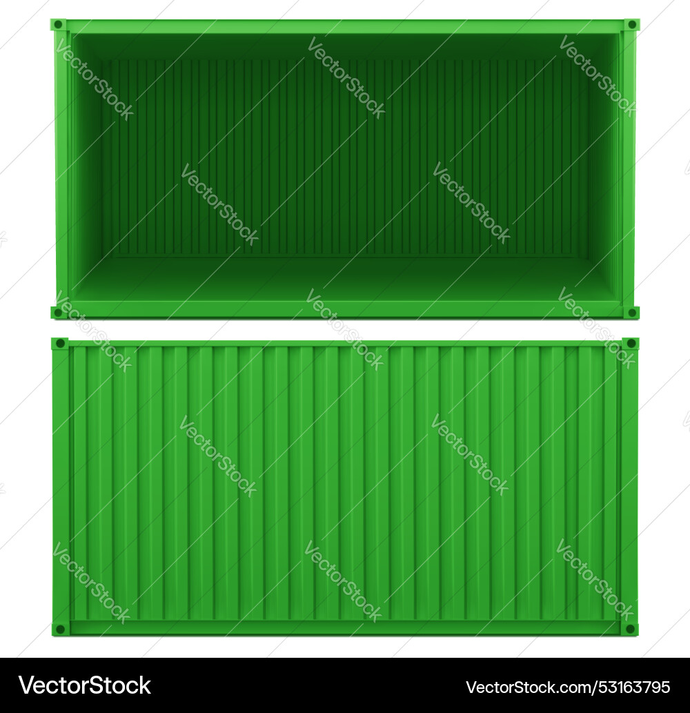 Green ship cargo container open storage box side Vector Image