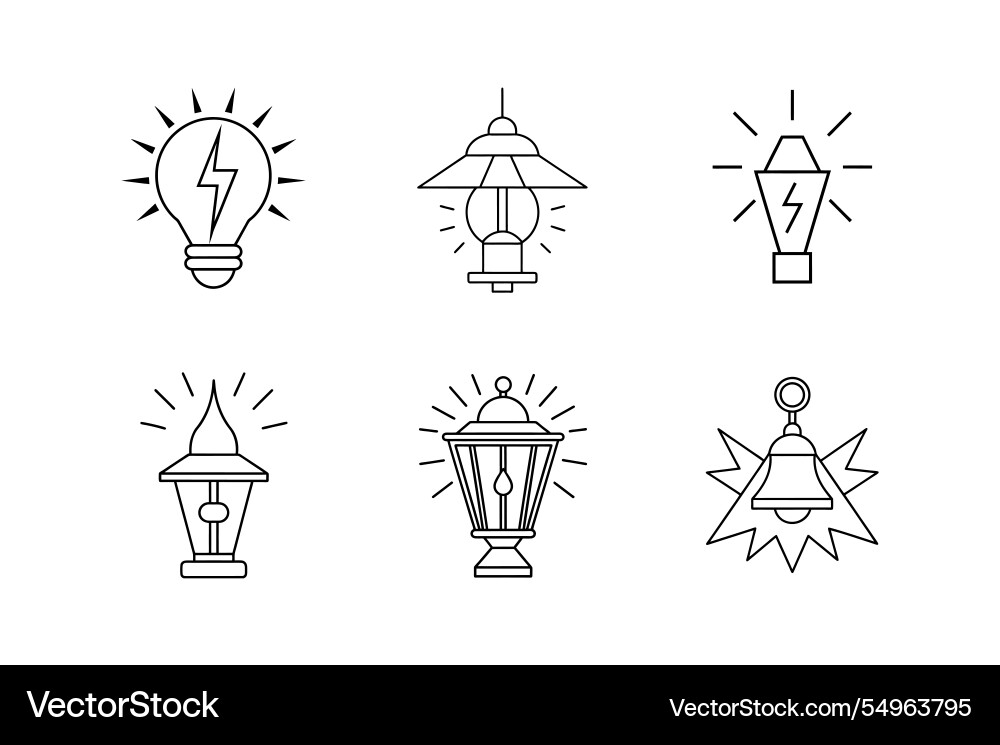 Lighting icon line art Royalty Free Vector Image