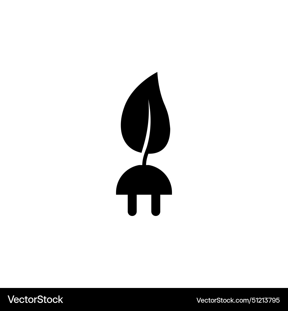Plug leaf energy save flat icon Royalty Free Vector Image