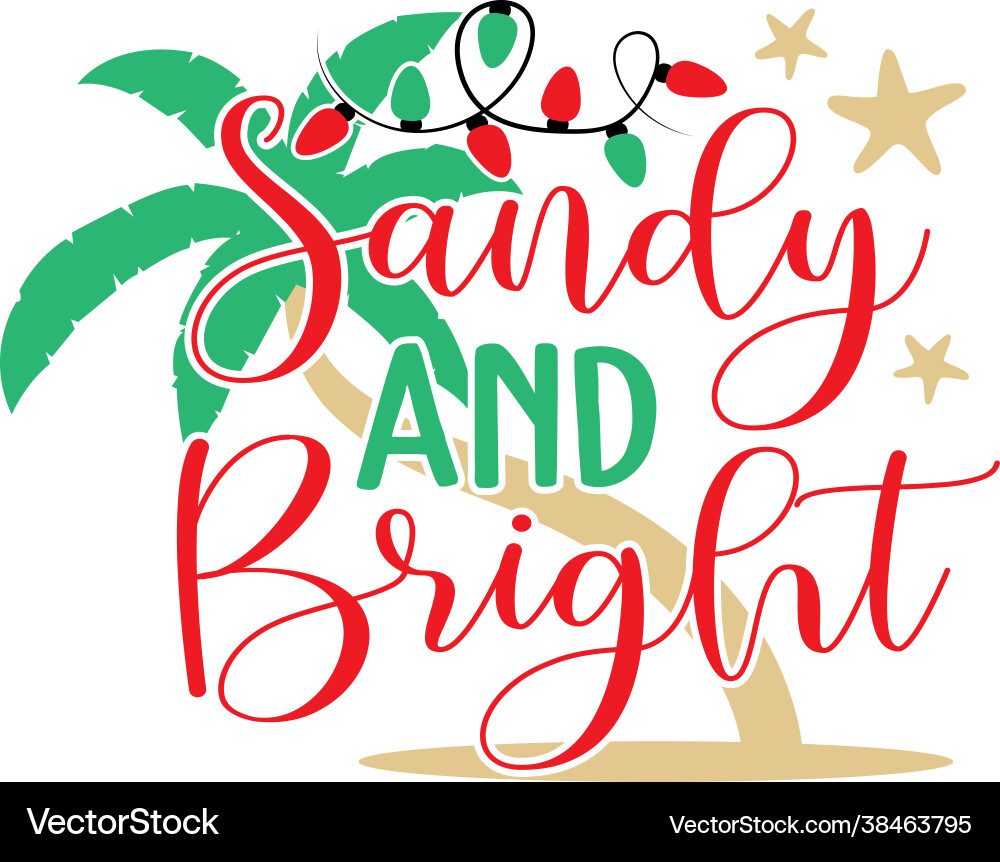Sandy and bright lettering palm tree Royalty Free Vector