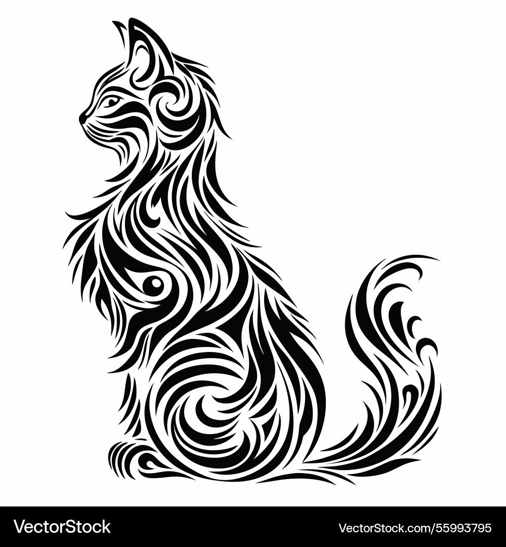 Tribal cat tattoo for men bold and sharp black Vector Image