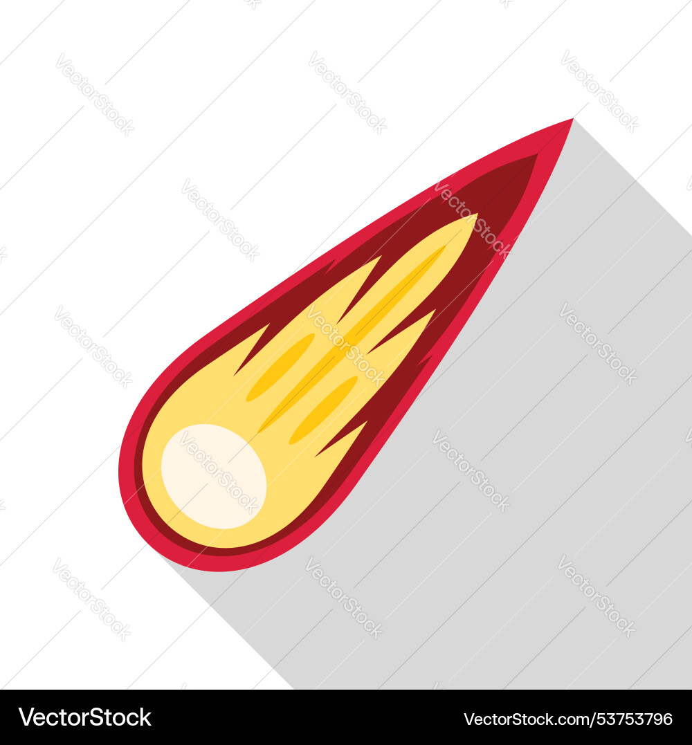 Burning meteorite falling from space with tail Vector Image