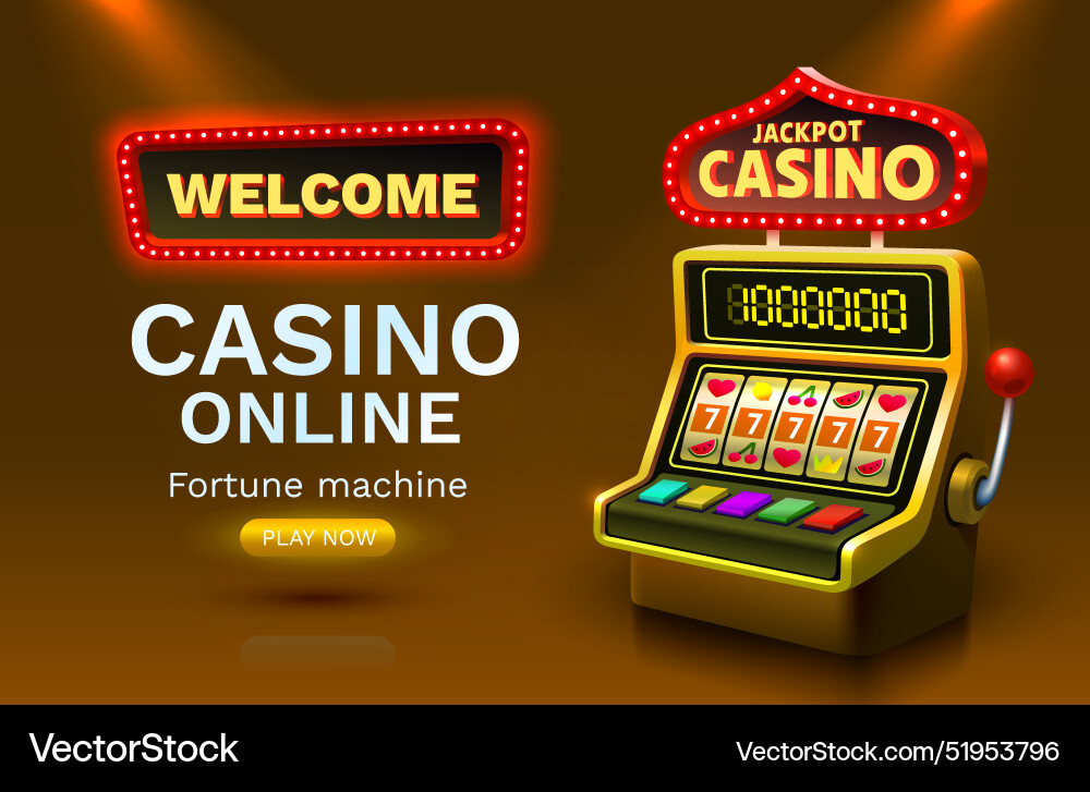 Casino 777 banner slots machine winner jackpot Vector Image