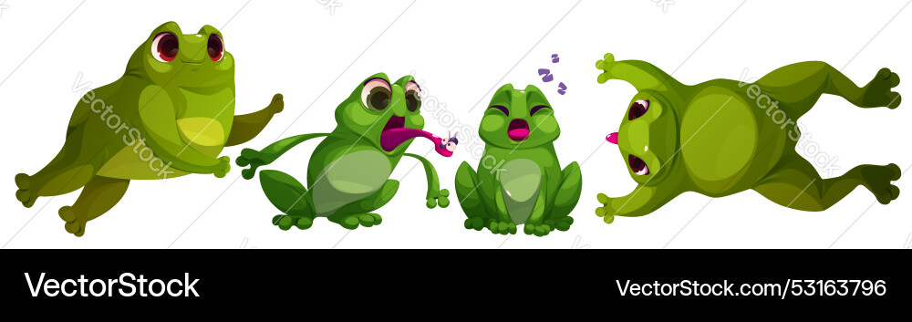 Cute toad frog character jump cartoon Royalty Free Vector