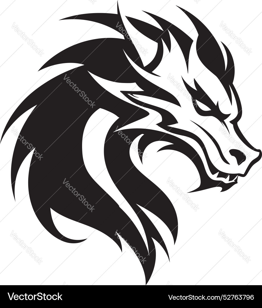 Dynamic dragon cartoon tattoo logo design Vector Image