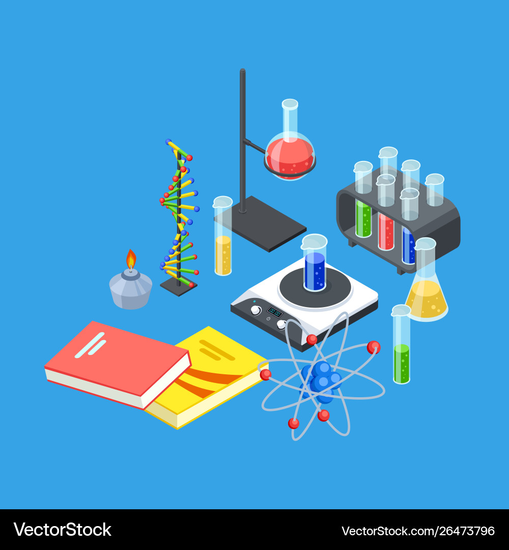 Isometric chemistry equipment test tubes Vector Image