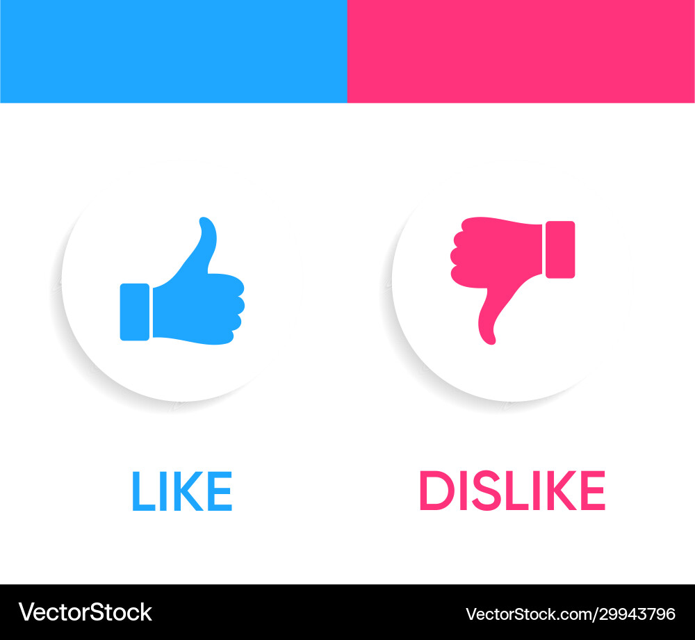 Like and dislike icons with thumbs Royalty Free Vector Image
