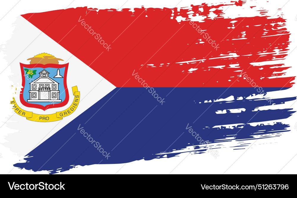 Sint maarten flag wide brush stroke on Royalty Free Vector