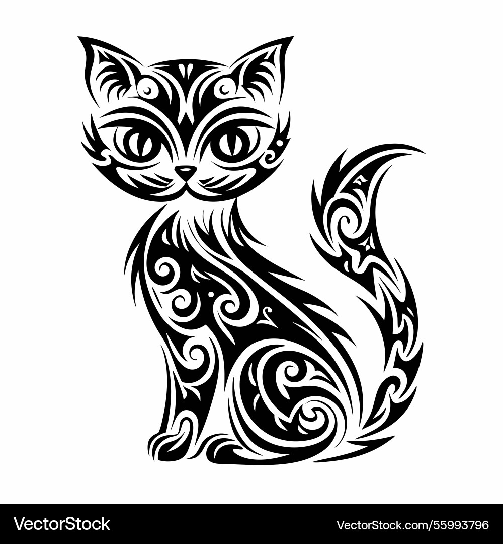 Tribal Cat Tattoo Designs Tribal Cat Tattoo Royalty Free Vector Image