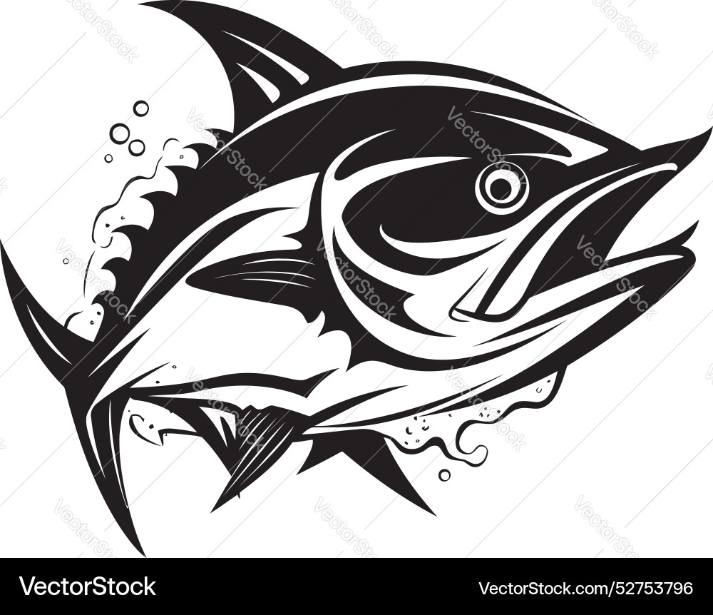 Underwater unity tuna fish lineart design abyssal Vector Image