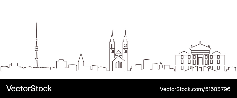 Winterthur dark line simple minimalist skyline Vector Image