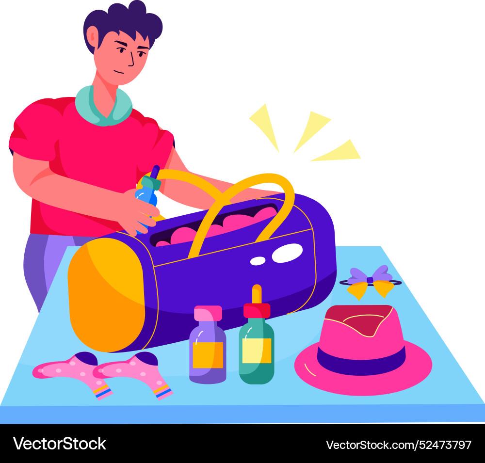 Bag packing Royalty Free Vector Image - VectorStock