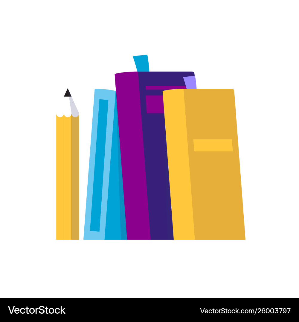 Books and pencil - isolated Royalty Free Vector Image