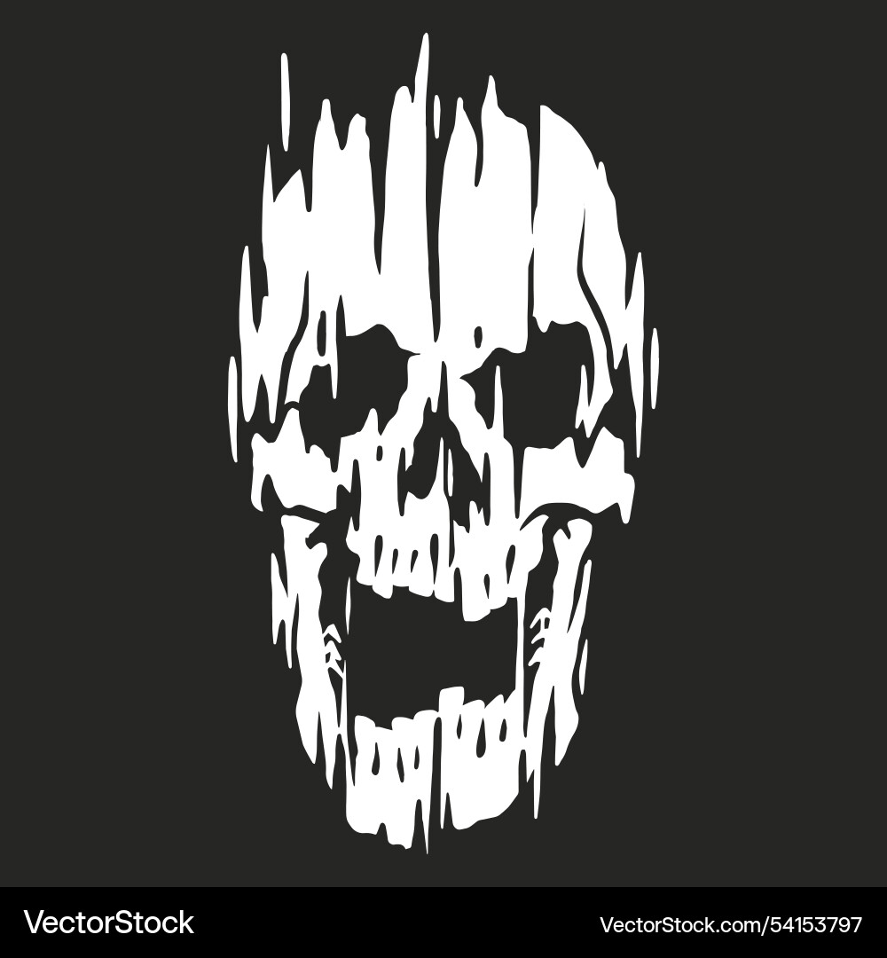 Distorted skull art design in black and white Vector Image