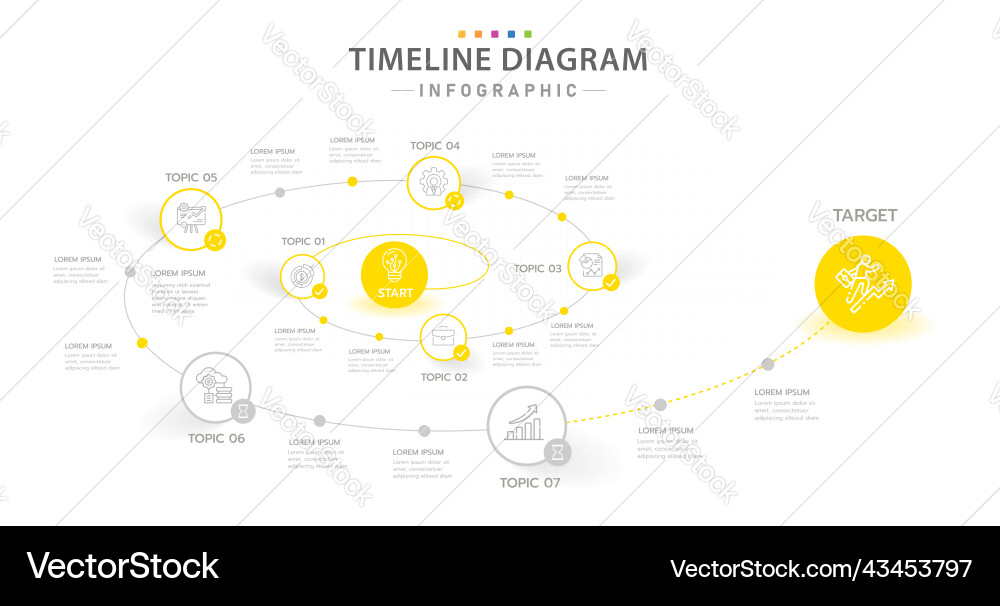 Infographic 7 steps timeline diagram spiral road Vector Image