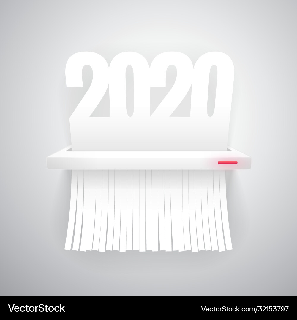 Paper 2020 is cut into shredder Royalty Free Vector Image