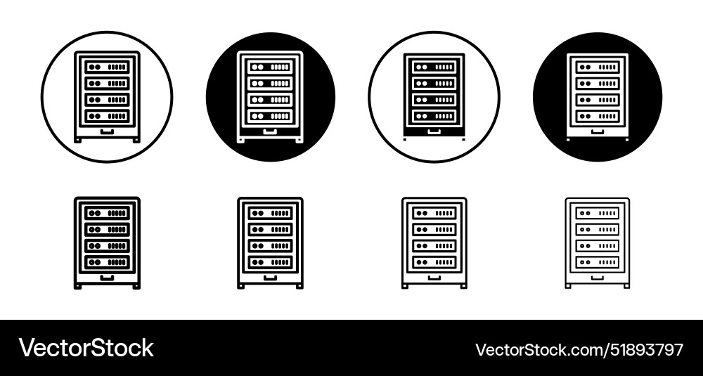 Server rack icon set collection Royalty Free Vector Image