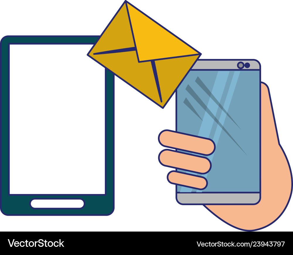 Smartphones email sending symbol blue lines Vector Image