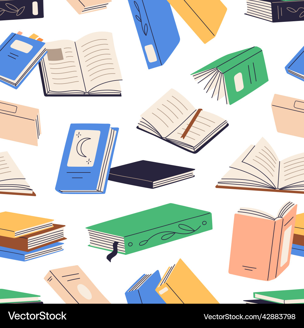 Book pattern seamless background with paper Vector Image