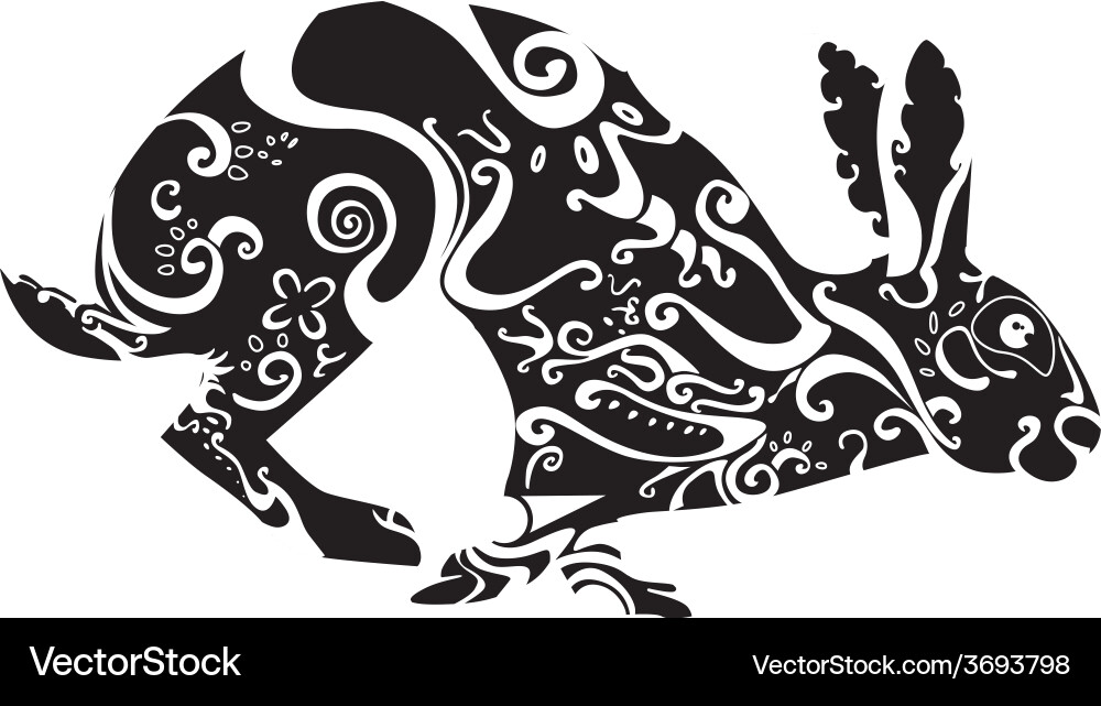 Elegant Rabbit Zentangle Painting Royalty Free Vector Image
