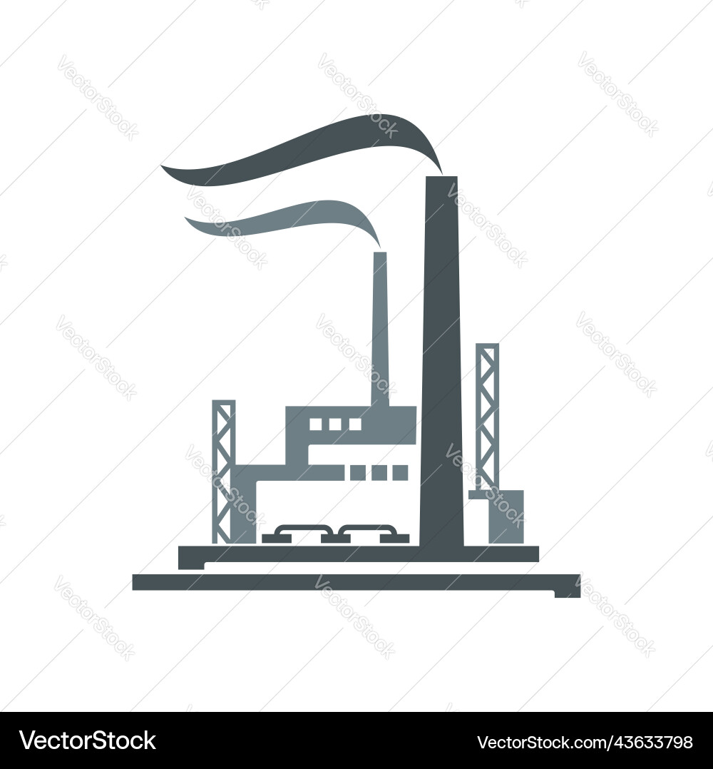 Factory industrial plant building icon Royalty Free Vector