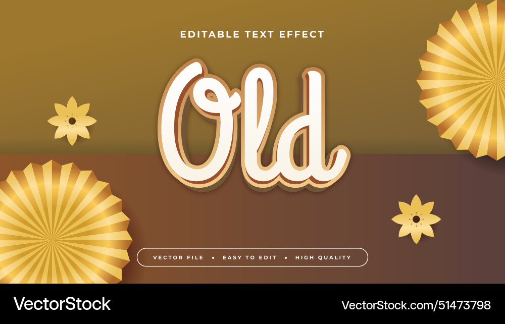 Gold brown and white old 3d editable text effect Vector Image