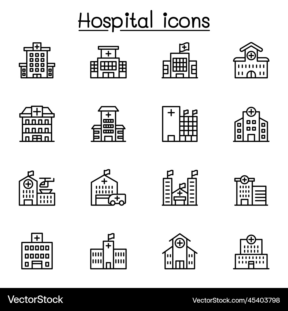 Hospital line icon set Royalty Free Vector Image