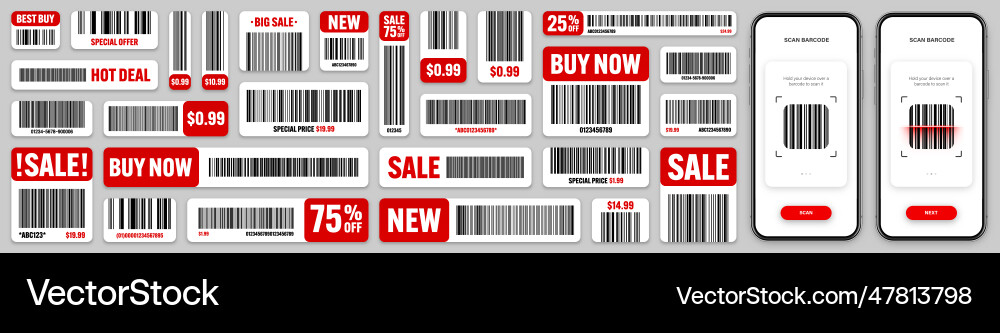 Product barcodes smartphone application scanner Vector Image