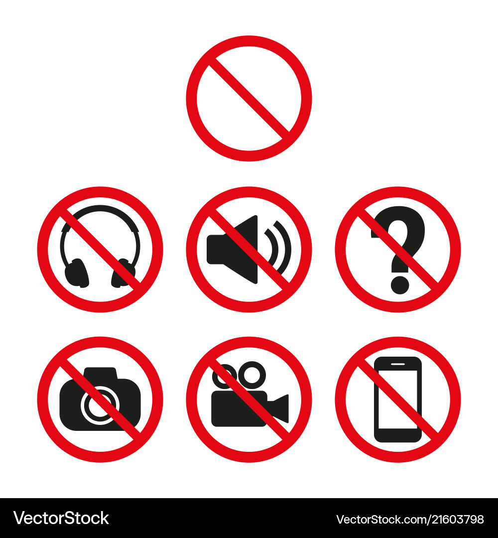 Prohibition signs set safety on white background Vector Image
