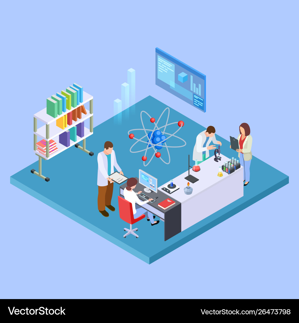 Scientific research laboratory isometric Vector Image