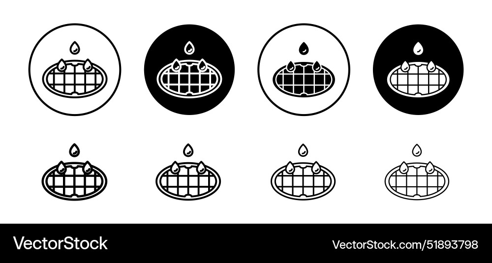 Sewer drain icon set collection Royalty Free Vector Image