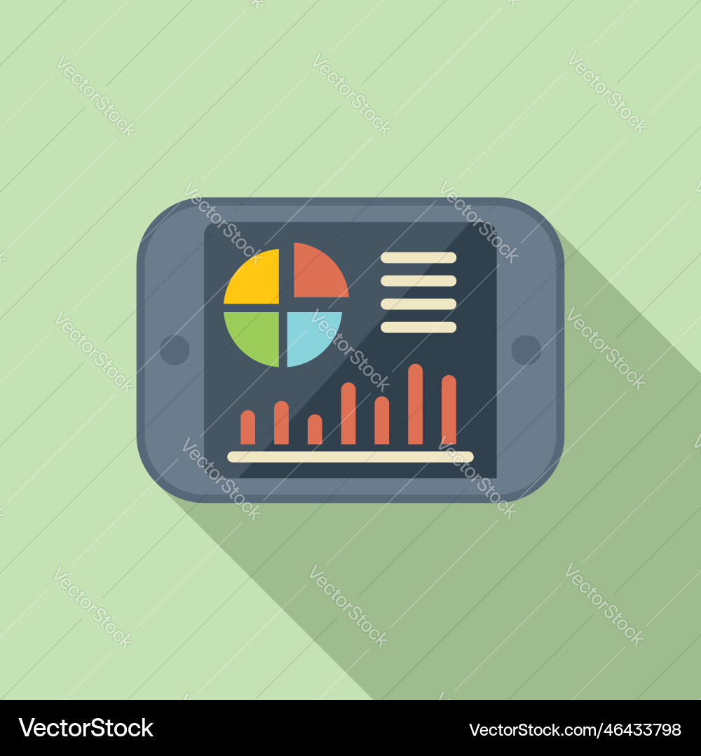 Tablet report icon flat document data Royalty Free Vector