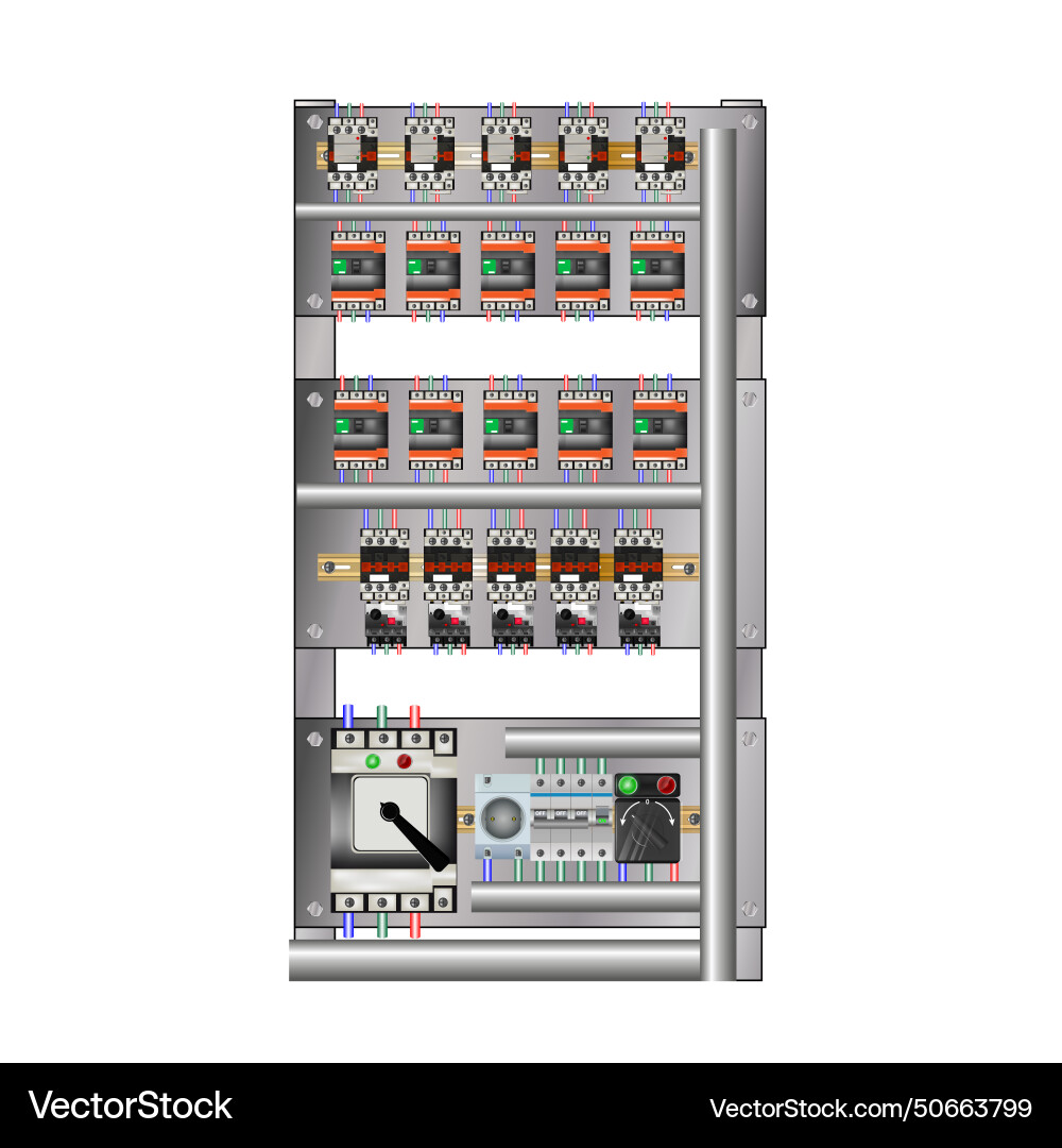 Electrical panel with magnetic contactor Vector Image