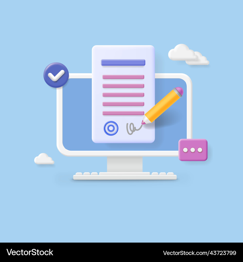 Electronic contract or agreement online signature Vector Image