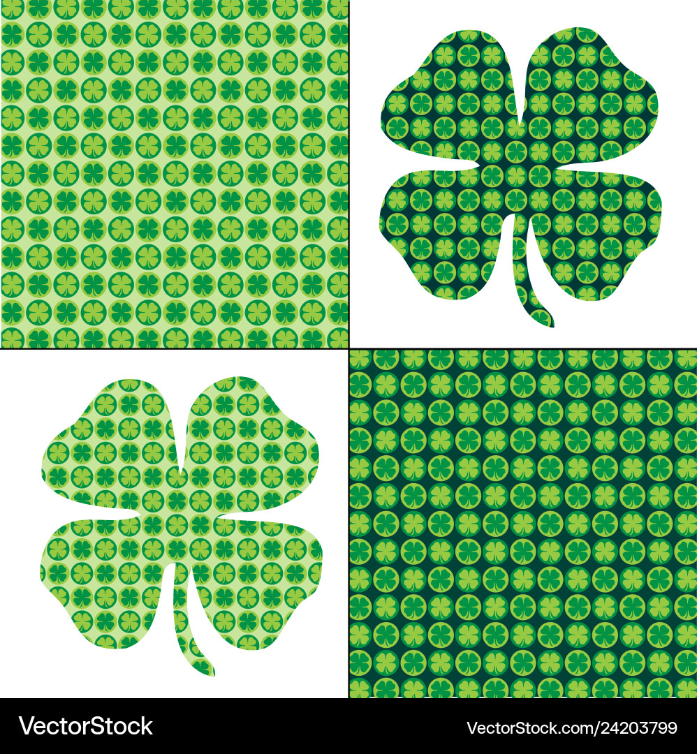 Green shamrock patterns Royalty Free Vector Image