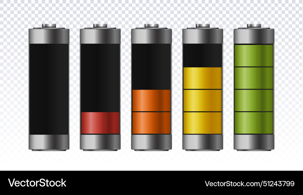 Realistic batteries set Royalty Free Vector Image