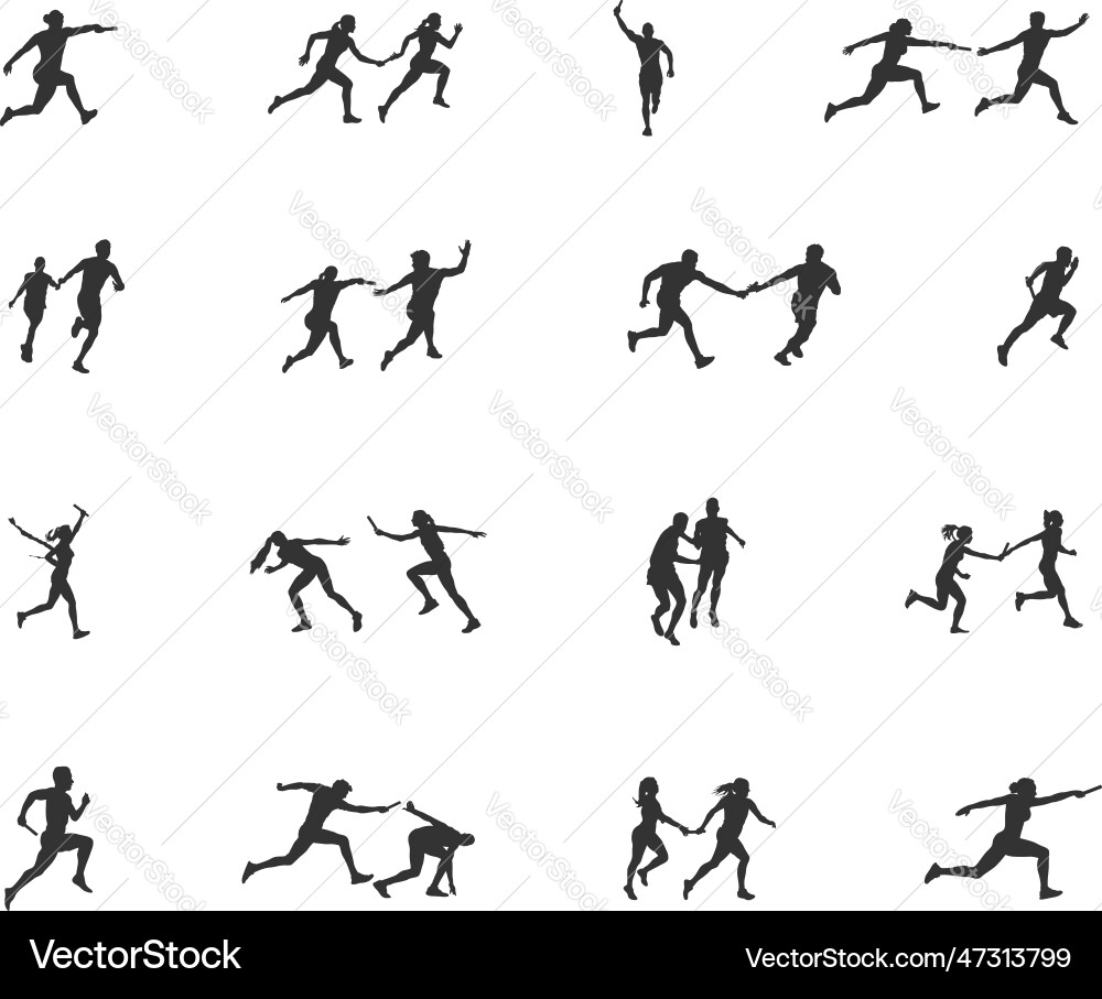 Relay runners silhouette svg Royalty Free Vector Image