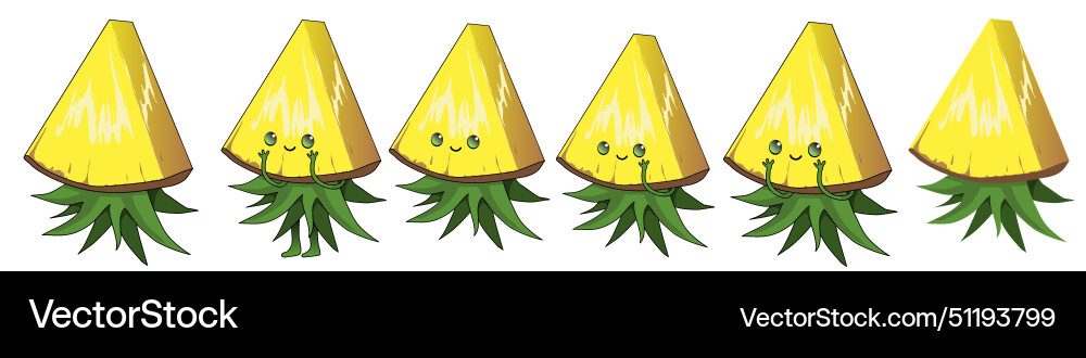 Several pieces of triangular cut pineapple Vector Image