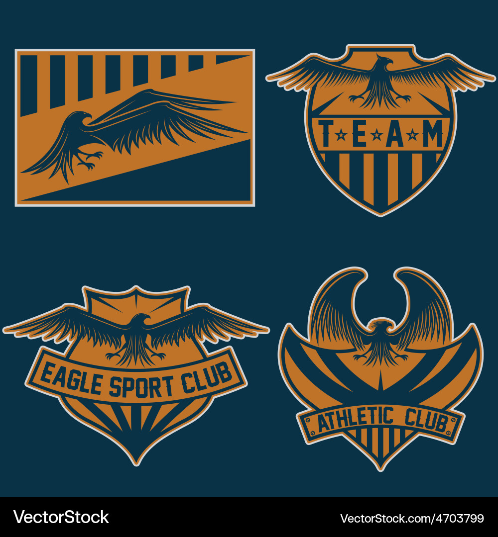 Sport team crests set with eagles design template Vector Image