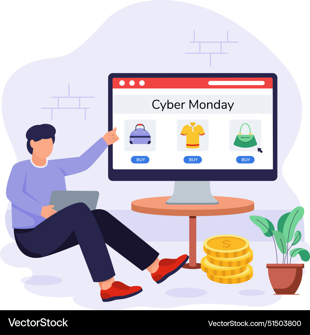 Cyber monday flat Royalty Free Vector Image - VectorStock