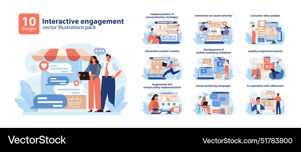 Interactive engagement set a collection Royalty Free Vector