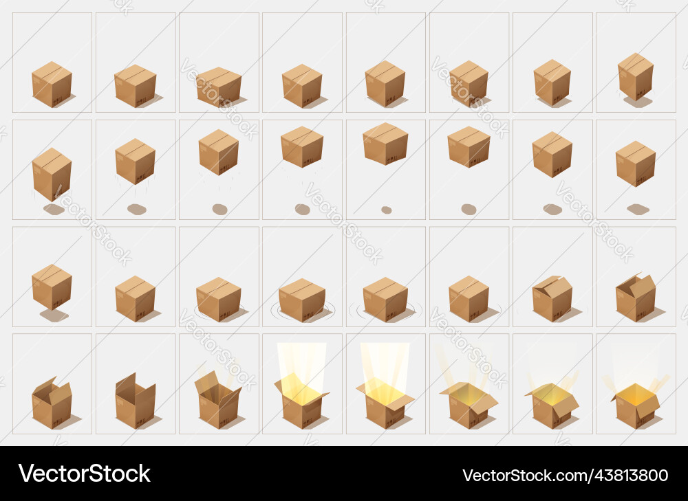 Jumping cartoon animated gift box sprite Vector Image