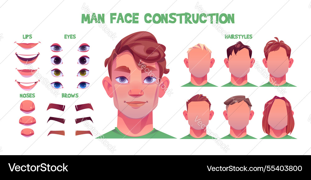Man face construction parts with facial elements Vector Image