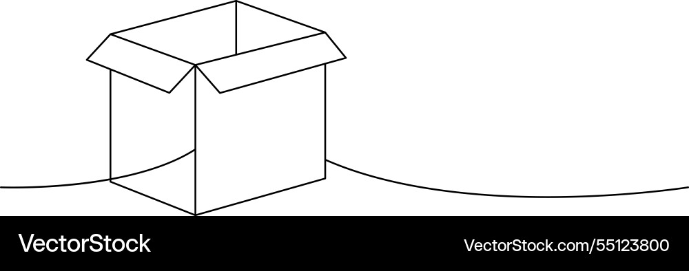 Paper box one line continuous drawing carton Vector Image