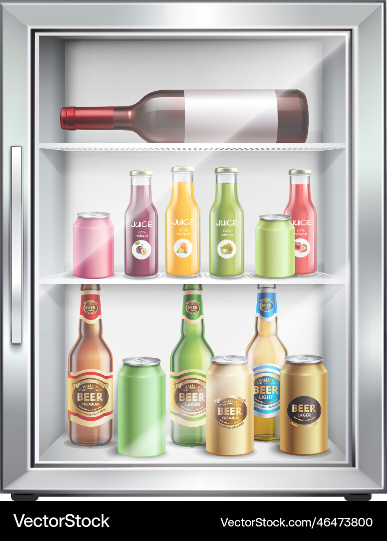Realistic fridge Royalty Free Vector Image - VectorStock