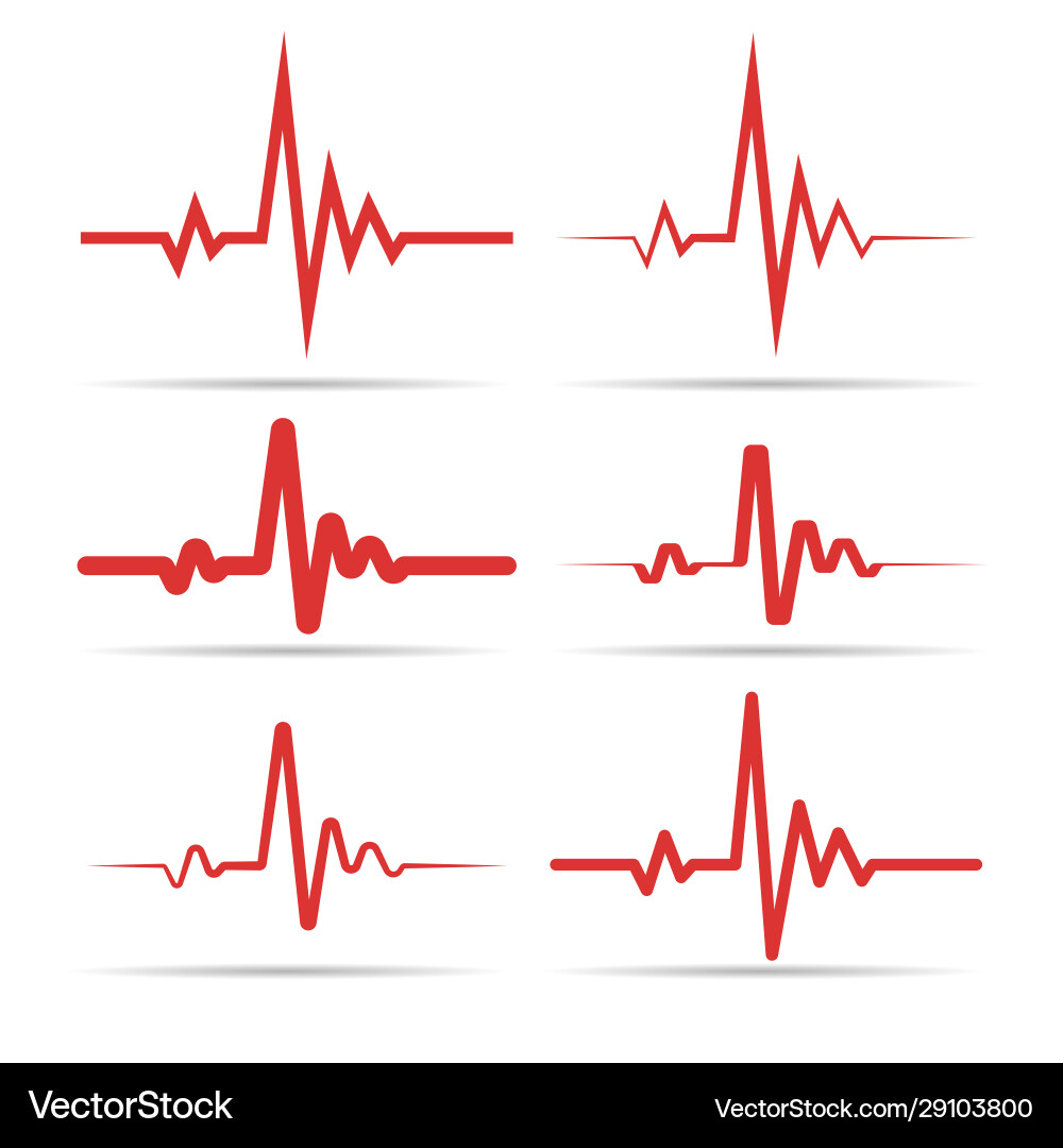Red heart rhythm symbols Royalty Free Vector Image