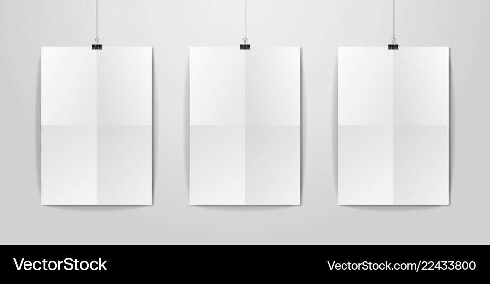 Three realistic white blank vertical a4 Royalty Free Vector